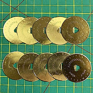 Titanium Coated Rotary Cutter Blades 45mm 10 Pack Replacement Blades Quilting Scrapbooking Sewing Arts Crafts,Sharp and Durable