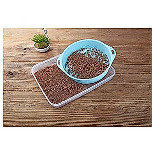 Yardwe Garden Sieve，4PCS Plastic Mesh Soil Sieve Mesh Screen with Handle, Sifting Pan for Home Plant Gardening Round Shaped(Blue)