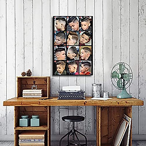 Barber Shop Poster - Children's Haircuts and Fashion Men's Haircuts Chart Poster Canvas Painting Wall Art for Barbershop Beauty Shop Decor (Child,12×18inch-unframed)