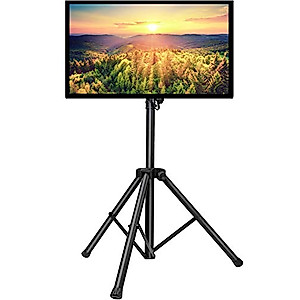 PERLESMITH TV Tripod Stand-Portable TV Stand for 23-60 Inch LED LCD OLED Flat Screen TVs-Height Adjustable Display Floor TV Stand with VESA 400x400mm, Holds up to 88lbs PSTM1