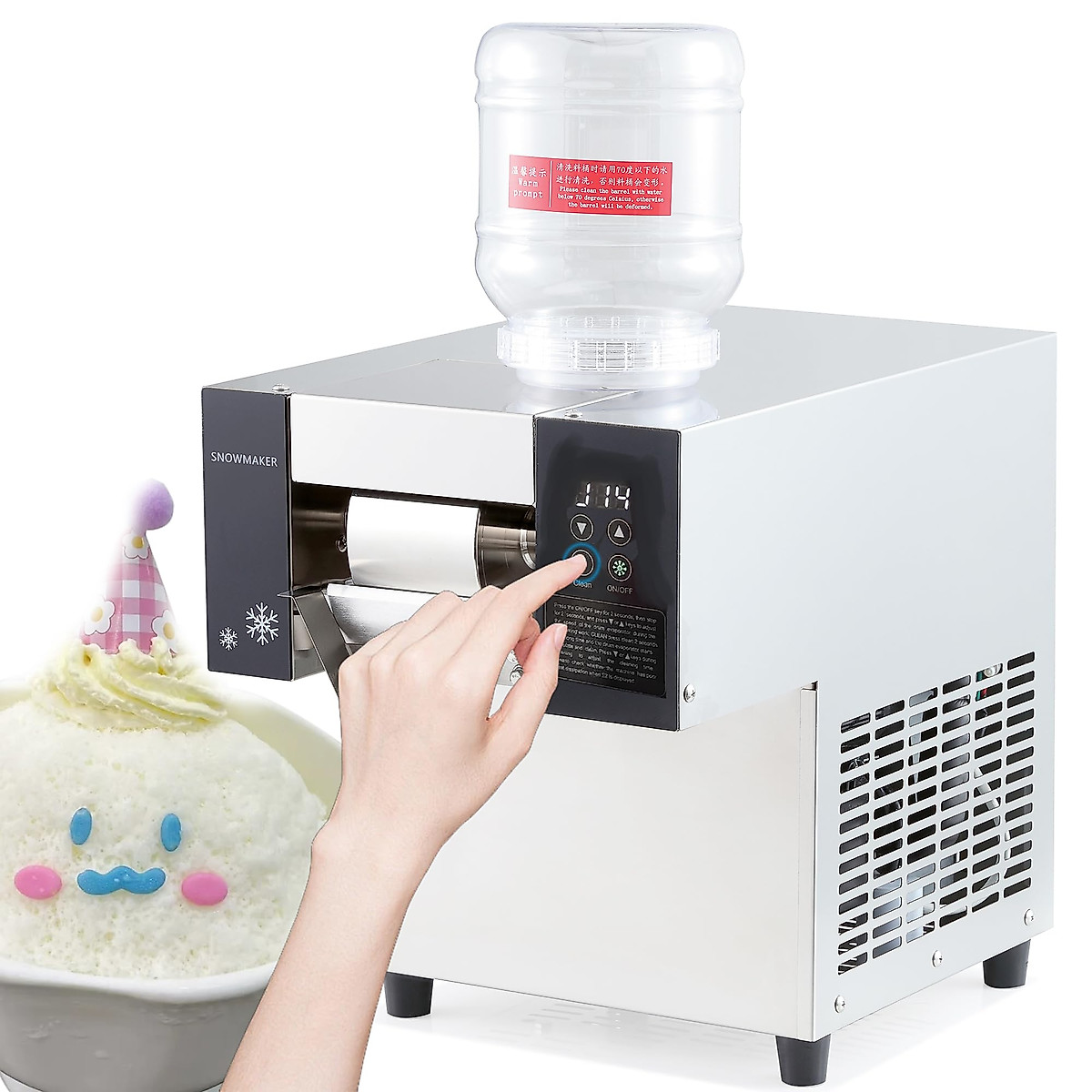 Mvckyi Commercial Snowflake Ice Machine, 176lbs/24H Korean Ice Shaver Machine, Snow Cone Maker Machine, Touch Control Panel, Air Cooling, for Restaurant, Snack Bar, Ice Cream Shop