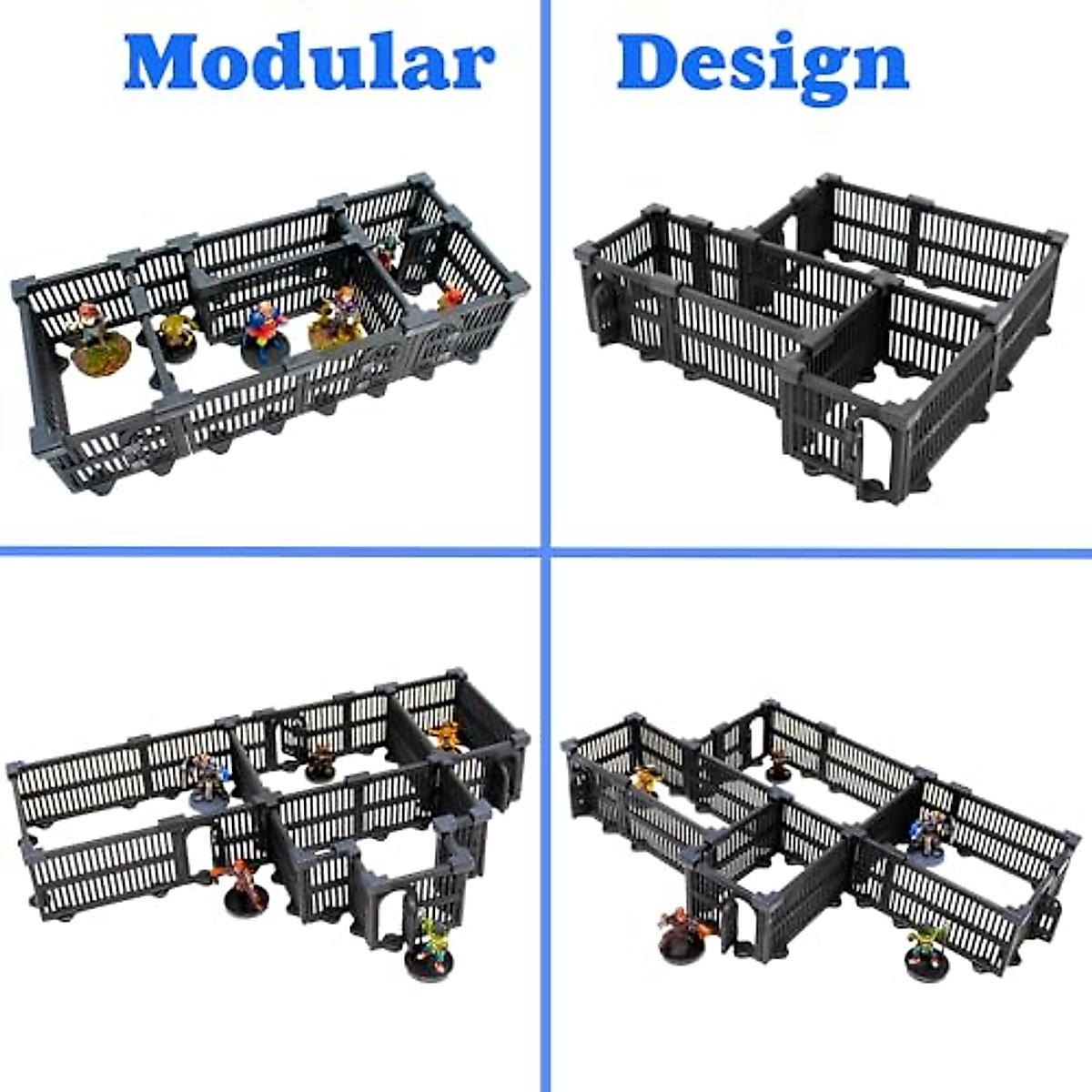 Jail Cells Kit - Mini Dungeon Castle Cavern Terrain for RPGs, Dungeons & Dragons (DND), Pathfinder, War Gaming, and More! by DCD (24+pcs, 0.6sqft, 4rooms)