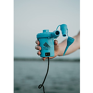 Tidal Wake 12V DC Air Pump for Inflatables, Inflates & Deflates 3 Times Faster on Boat Towables, Pool & Water Toys, Air Beds, Rafts, 1,000 Liters of Air Per Minute! 10 Foot Cord