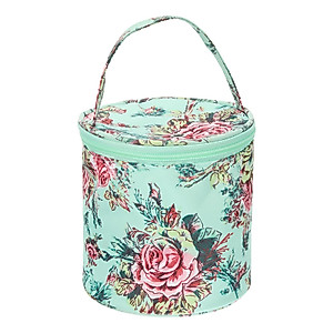 PATIKIL Yarn Storage Bag, Portable Crochet Knitting Bag Case Skein Ball Holder Organizer Crocheting Tote Supplies for Sewing Craft Projects, Green Peony