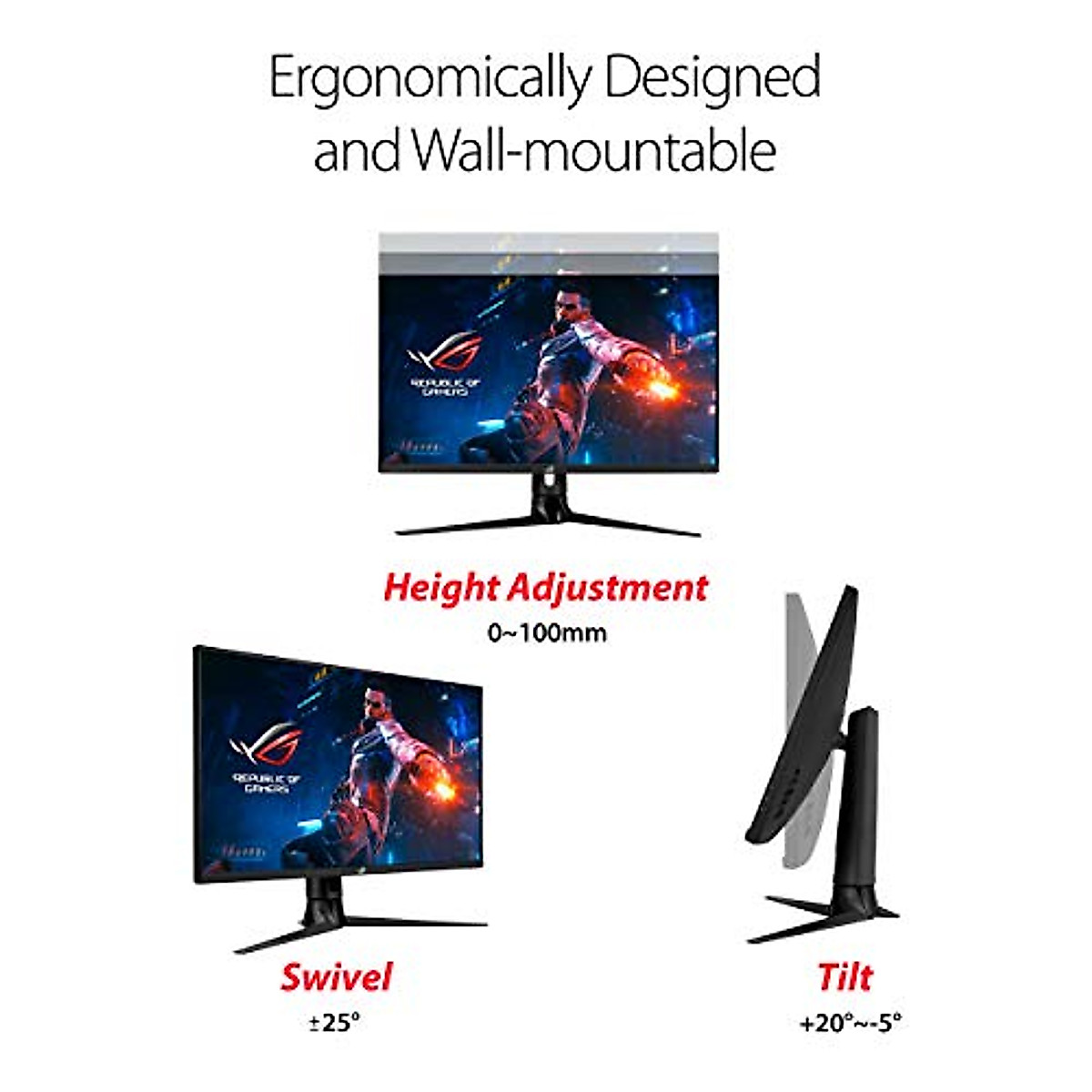 ASUS ROG Swift PG329Q 32” Gaming Monitor, 1440P WQHD (2560x1440), Fast IPS, 175Hz (Supports 144Hz), 1ms, G-SYNC Compatible, Low Motion Blur Sync, Eye Care, HDMI DisplayPort USB, Display HDR 600, Black