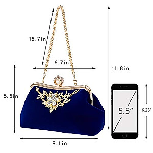 ZLMBAGUS Women Evening Clutch Purse Bag Party Prom Wedding Bride Purse Chain Handbags Blue