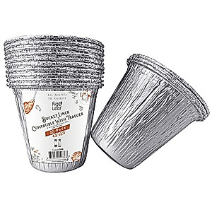 (20 Pack) Grease Bucket Liner Compatible with Traeger Grills BAC459 l Fits Ranger, Scout, PTG Mini Grease Buckets l Disposable Aluminum Foil
