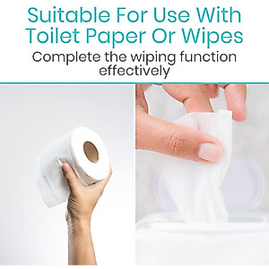 Vive Toilet Wiping Aid Tongs - Self Wiper for Bottom - Self Assist Bathroom Aid for Limited Mobility, Elderly, Pregnancy, Disabled, Shoulder and Back Pain - Long Handled Design - Toilet Accessories