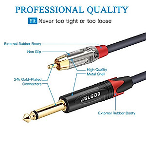 JOLGOO RCA to 1/4 Cable, Dual RCA to Dual 1/4 TS Stereo Interconnect Cable, 2 6.35mm Male TS to 2 RCA Male Stereo Audio Adapter Cable, 3.3 Feet