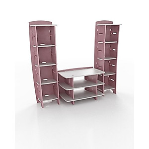 Legaré Furniture Kids Gaming and TV Media Stand, Standard Storage Unit for Bedroom, Basement, and Playroom, Pink and White