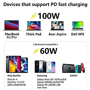 ANSEIP USB C to USB C Cable 100W [6ft 2 Pack] 90 Degree Type C Cable Nylon Braided Fast Charge for MacBook Pro 2020, iPad Pro, iPad Air, Galaxy S20, Pixel, Switch, LG Tablet etc (Black,6 Feet)