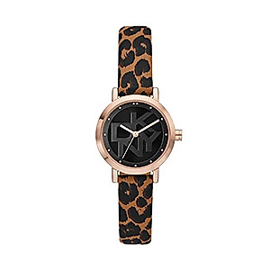 DKNY Women's Soho Quartz Metal and Leather Three-Hand Watch, Color: Rose Gold, Leopard (Model: NY6639)