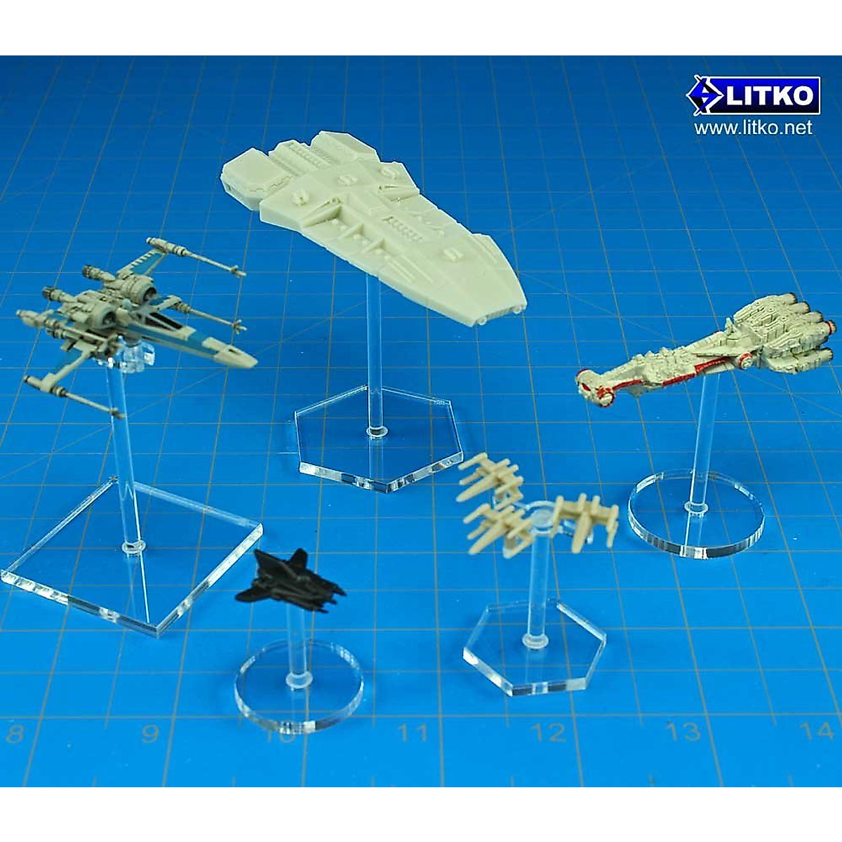 LITKO Acrylic Flight Stands | Hexagon | 3mm Clear Hexagonal Flight Base with Flight Peg (1-inch)
