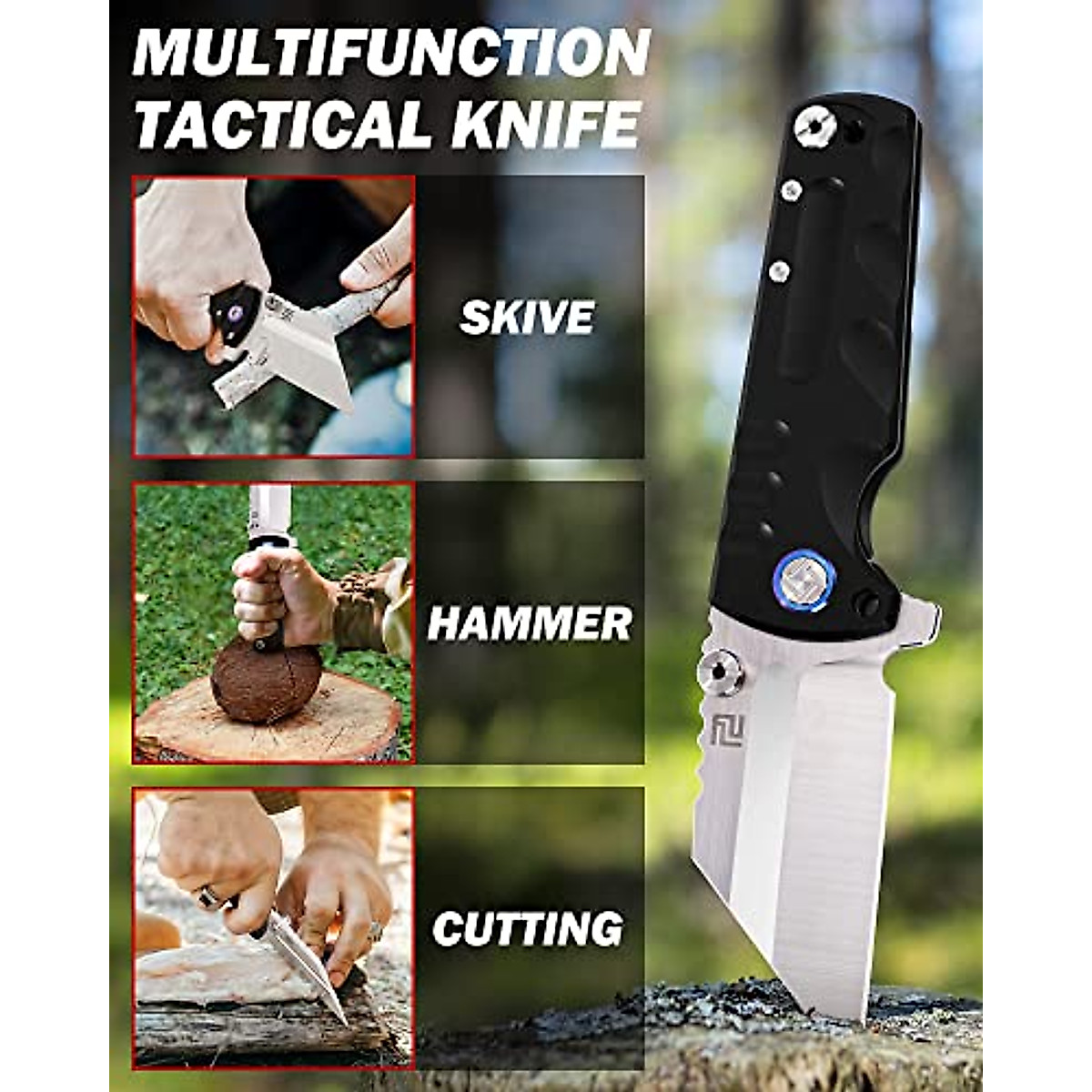 ARTISANCUTLERY Tactical Knife Proponent Folding Knife S35VN Steel Blade with Aviation Grade Titanium Alloy Handle Fixed Blade EDC Knife for Hunting,Camping and Outdoor 1820G Black