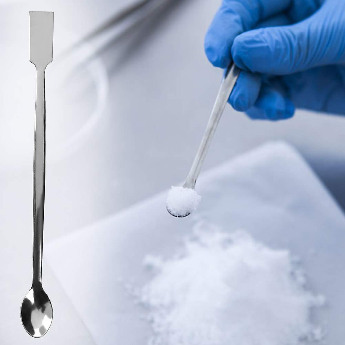 12 Pcs Stainless Steel Lab Spatula Micro Lab Scoop Spoon Reagent Laboratory Spatula Sampling Spoon with Pouch for Powders Gel Cap Filler, Capsule Filler