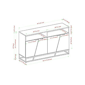 Walker Edison Bristol Angled 4 Door-Sideboard for TVs up to 65 Inches, 58 Inch, Birch