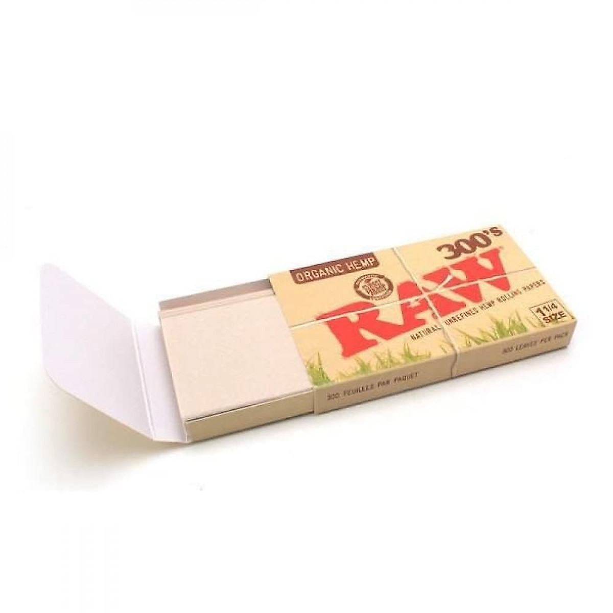RAW 300 Organic 1.25 1 1/4 Size Rolling Papers 5 Pack = 1500 Leaves, Tan, 300 Count (Pack of 5)