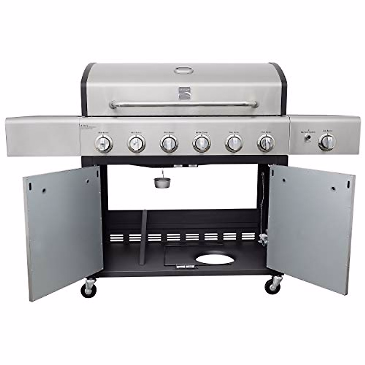 Kenmore PG-A40611S0L 6 Burner Cabinet Style Propane Gas BBQ Grill with Side Burner, 73000 Total BTU, Stainless Steel