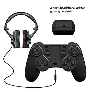 TechKen Wireless Controller Compatible with PS4/Slim/Pro with Dual Vibration | 6-Axis Motion Sensor | Audio Function