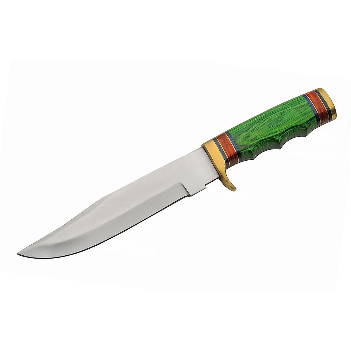 Grassland Wood Handle 12.75″ Stainless Steel Hunting Knife | Red & Blue Wood Spacers