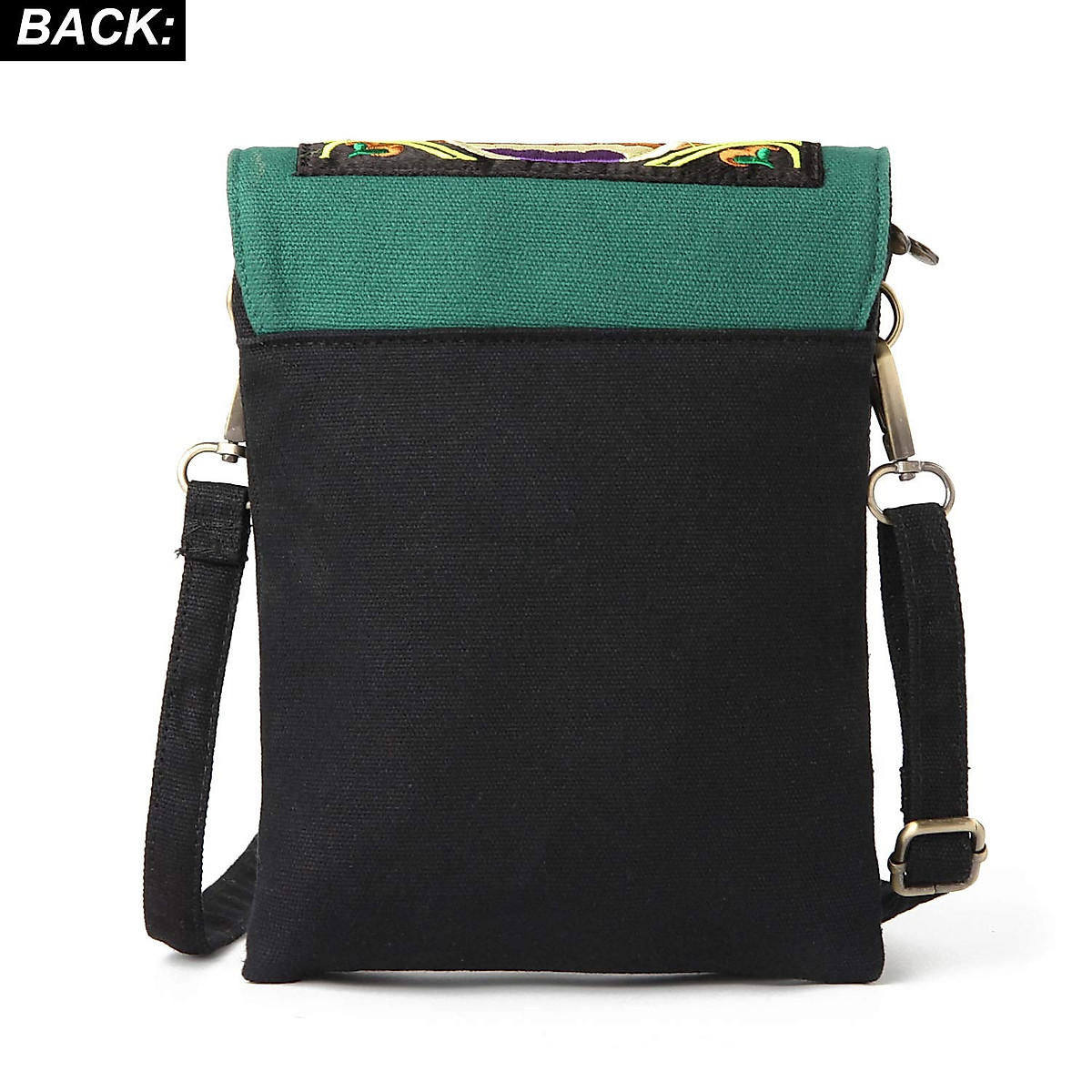Embroidered Tassels Canvas Crossbody Bag, Cute Shoulder Bag Cellphone Pouch Purse (A02: Vertical-Tassel-Green)