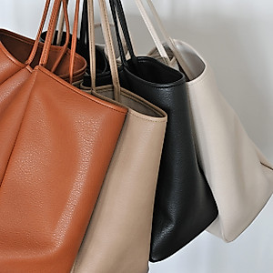 Oversize Vegan Leather Tote Women Weekender Bag Shopper Handbag Travel Purse (Brown)