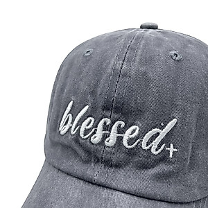 Waldeal Blessed Hats for Women, Adjustable Embroidered Faith Religious Baseball Cap Grey