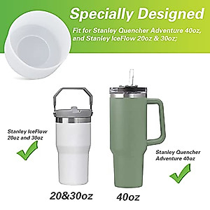 AIERSA 2Pcs Silicone Boot Sleeve for Stanley Quencher 40 oz 30 oz Tumbler with Handle & for IceFlow 20oz 30oz, Protective Water Bottle Cup Bottom Bumper Cover for Stanley Tumbler Accessories, Clear