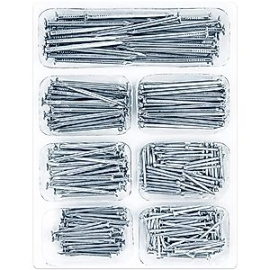 STUHAR 400pcs Hardware Nails Assortment Kit, Picture Hanging Nails, Galvanized Nails, Small Nails for Hanging Pictures, 7 Size Assortment for Finish Nails, Wood Nails, Wall Nails