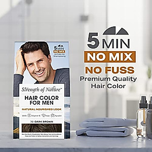 Strength of Nature No Mix Shampoo-In Permanent Hair Color for Men for Natural & Nourished Looking Color And Hair, Dark Brown