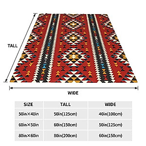 Native American Throw Blanket Boho Style Plush Fleece Flannel Blanket Lightweight Soft for Sofa Couch Bed Living Room Pet Suitable for All Seasons 60"x50"