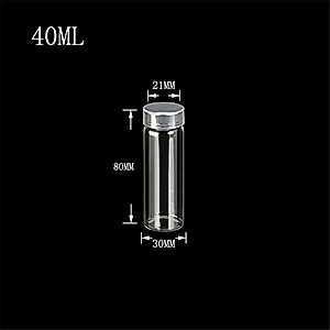 12units 30x80mm Empty Jars Glass Bottle with Aluminium Silver Color Screw Cap 40mlSealed Liquid Food Gift Container (12, 40ML-Silver Lid)