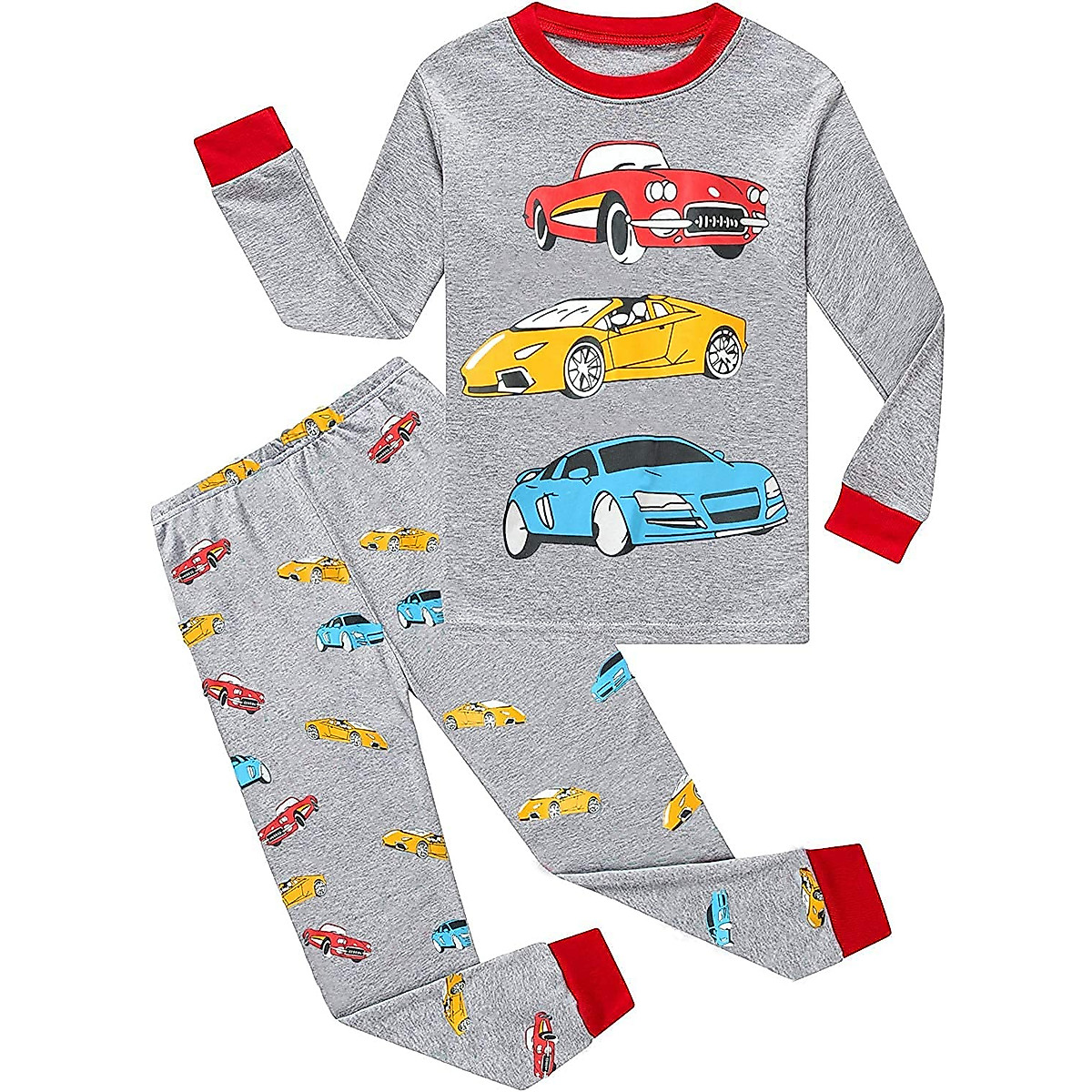 Pajamas for Boys Pjs Toddler Kids 100% Cotton Long Sleeve Sleepwear Set 2 Pieces Racing Car Nightwear Children Pj Clothes Sets Size 3T