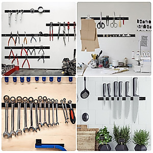 Rechabite 6 Pieces 24" Magnetic Tool Holder Strip, Black Magnet Bar, Metal Tool Organizer Rack for Garage Organization, Easy To Install in Workshop, Mounting Screws Included