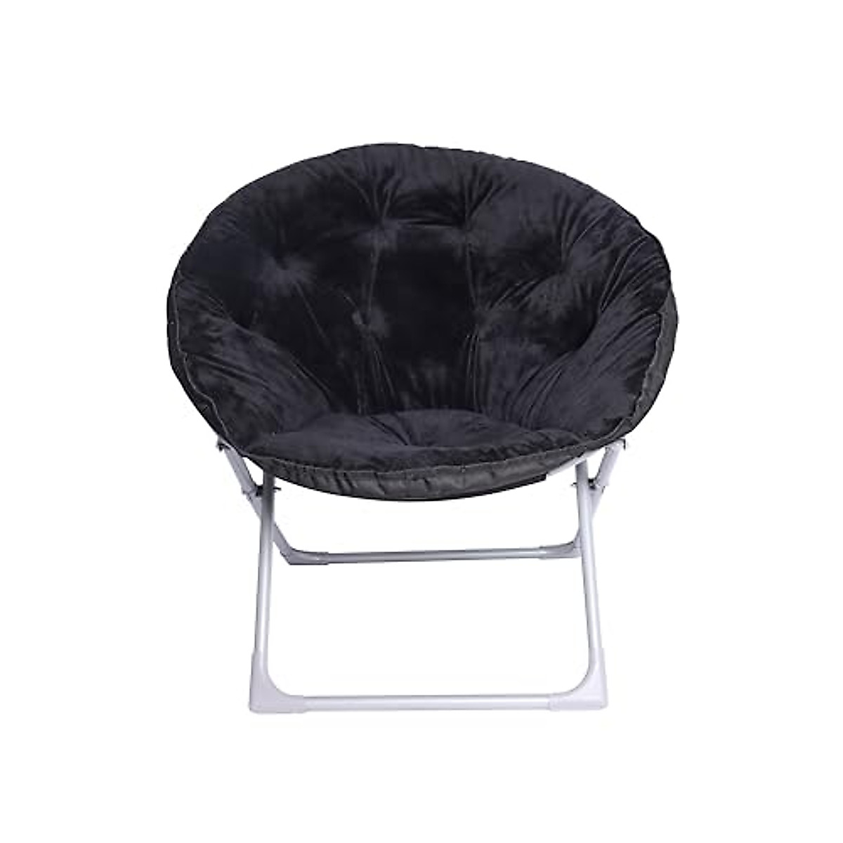 Amazon Basics Faux Fur Saucer Shaped Chair with Metal Frame Black 32.3"D x 27.2"W x 32.3"H