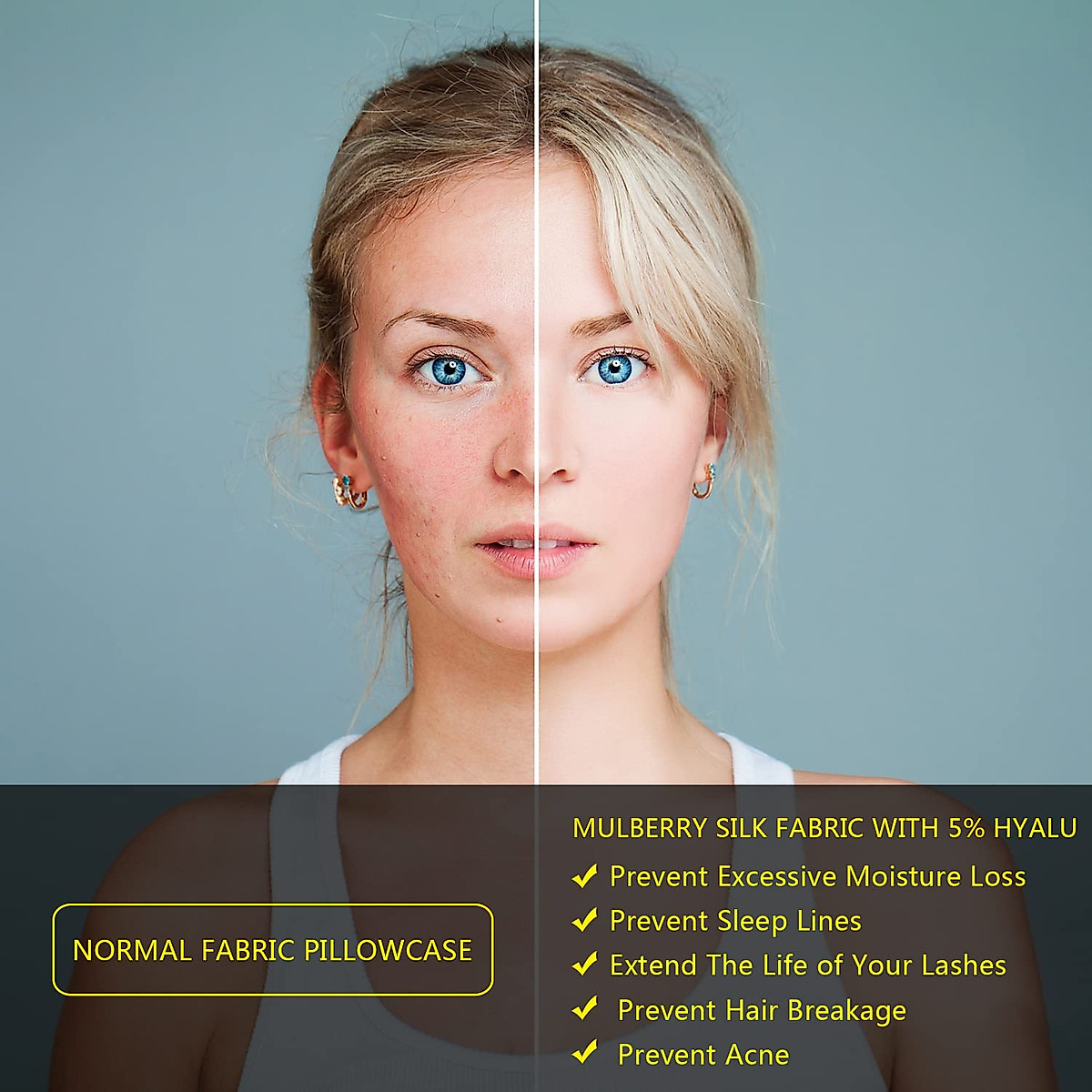 Silk Pillowcase for Hair and Skin, Mulberry Silk Pillow Cases Standard Size Anti Acne Cooling Beauty Sleep Both Sides Natural Silk Satin Pillow Covers with Hidden Zipper, Gifts for Women Men, Beige