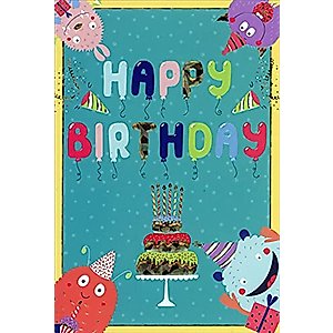 Pictura Party Monsters in Corners : Gold Foil Cake Birthday Card for Kid : Child