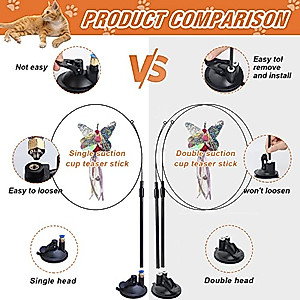 NBVNBV Cat toys,Cat Feather Toys,Interactive Toys with Super Suction Cup Bells for Indoor Bell Detachable 3 Pcs Replacements1butterfly Replacementfor Cats to Play Chase Exercise