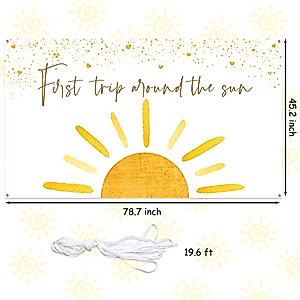 OSNIE Boho Sun First Trip Around the Sun First Birthday Photography Backdrop Banner Muted Sunrise Wall Hanging Decor Sun Theme 1st Birthday Party Photo Background Decoration Supplies for Boys Girls