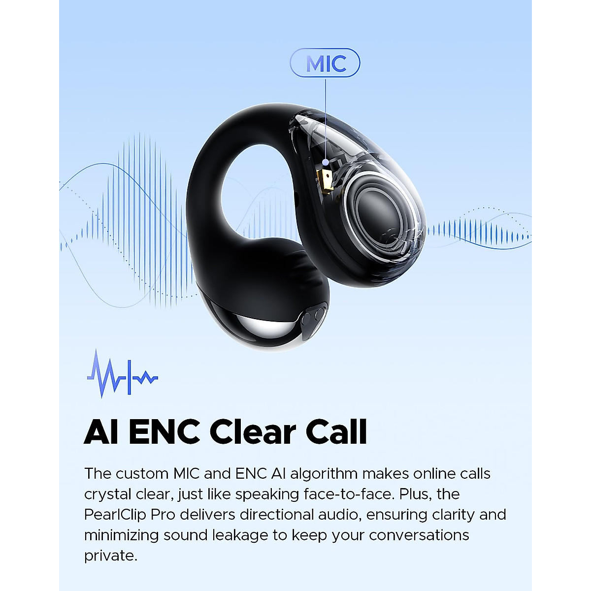 SoundPEATS PearlClip Pro Ear Ultra Open Ear Earbuds Wireless Headphones Bluetooth 5.4 Earphones Clip On Ear Buds with Mic, IPX5 Waterproof, 24 Hrs Play for Running Cycling Fitness