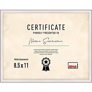 DEHA Design 8.5x11 Picture Frame Boston Silver | sturdy aluminum metal with shatter resistant and light acrylic glass | horizontal and vertical format for wall or tabletop with back easel | especially for certificate or document | MADE IN GERMANY