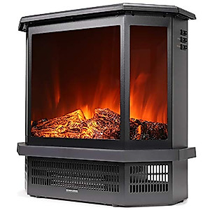 XtremepowerUS 3D 1500W Vintage Electric Standing Fireplace Stove Heater Dancing Flame Log Stove Firebox