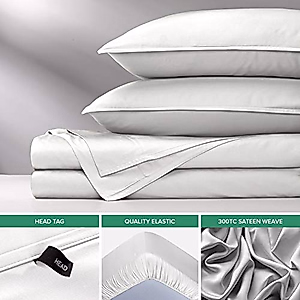Pure Bamboo Queen Bed Sheet Set, Genuine 100% Organic Viscose Derived from Bamboo, Luxuriously Soft & Cooling, Double Stitching, Lifetime Quality Promise (Queen, White)