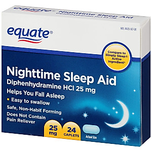 Equate - Nighttime Sleep Aid 25 mg, 24 Mini-Caplets (Compare to SimplySleep)