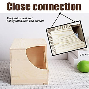 kathson Wood Chinchilla House Natural Handcrafted Guinea Pig Hideout Small Animals Hut with Window and Wooden Climbing Platform x 4 for Guinea Pigs Chinchilla Squirrel Hedgehog