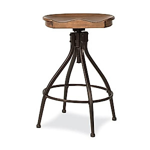 Hillsdale Worland Swivel Backless Stool, Adjustable Stool (One Stool), Brown