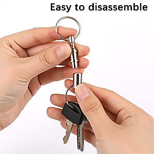KALIONE 4 Sets Quick Release Detachable Keychain, Swivel Pull Apart Key Chain, Mini Detachable Keychain Rings with 4 Stainless Steel Key Rings for Home Office Outdoor Accessory Supplies(Silver)