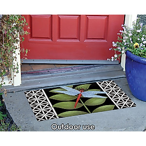 Toland Home Garden 800053 Dragonfly On Black Summer Door Mat 18x30 Inch Spring Outdoor Doormat for Entryway Indoor Entrance