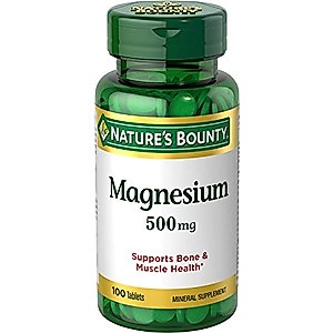 Nature's Bounty Magnesium, 500 mg Coated Tablets, Mineral Supplement, Supports Bone and Muscle Health, Gluten Free, Vegetarian, 100 Count (Pack of 3)