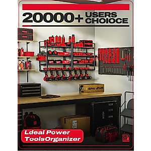 Amoowis Power Tool Organizer Wall Mount, 4 Layers Power Tool Storage Rack, Drill Holder Storage, Cordless Tool Organizer, Garage Organization and Storage, Floating Tool Shelf for Pegboard